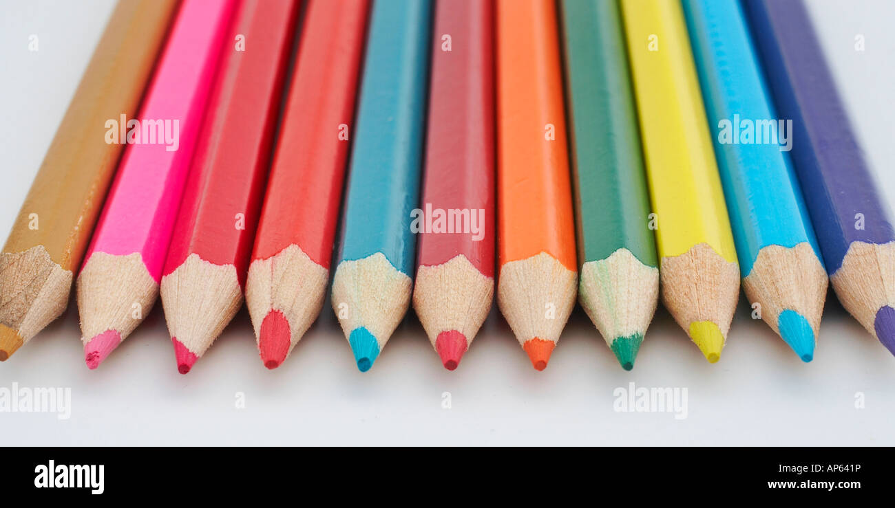 Colored school pencils closeup Stock Photo - Alamy