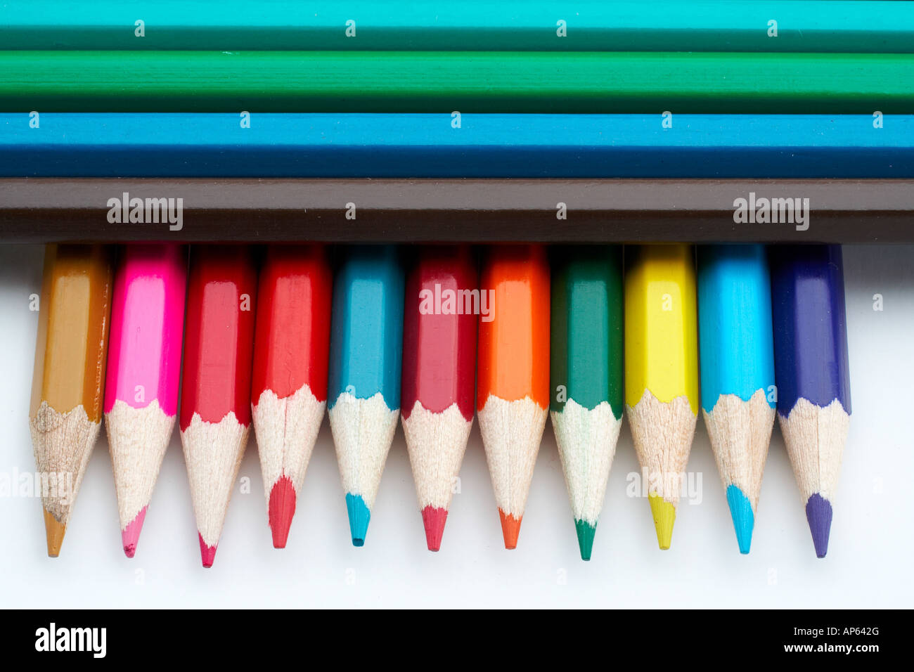 Colored school pencils closeup Stock Photo - Alamy