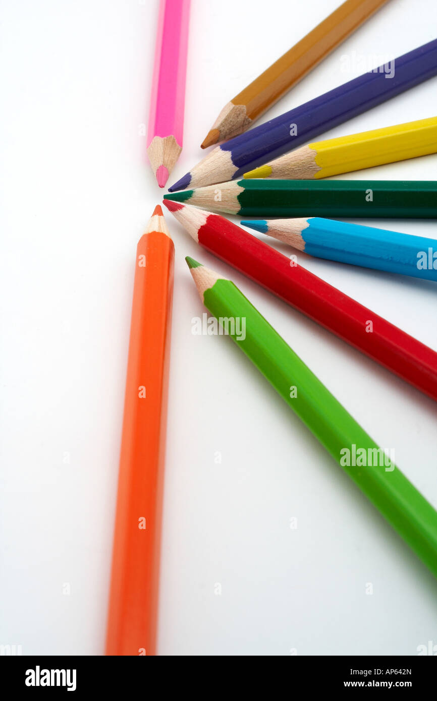 Colored school pencils closeup Stock Photo - Alamy
