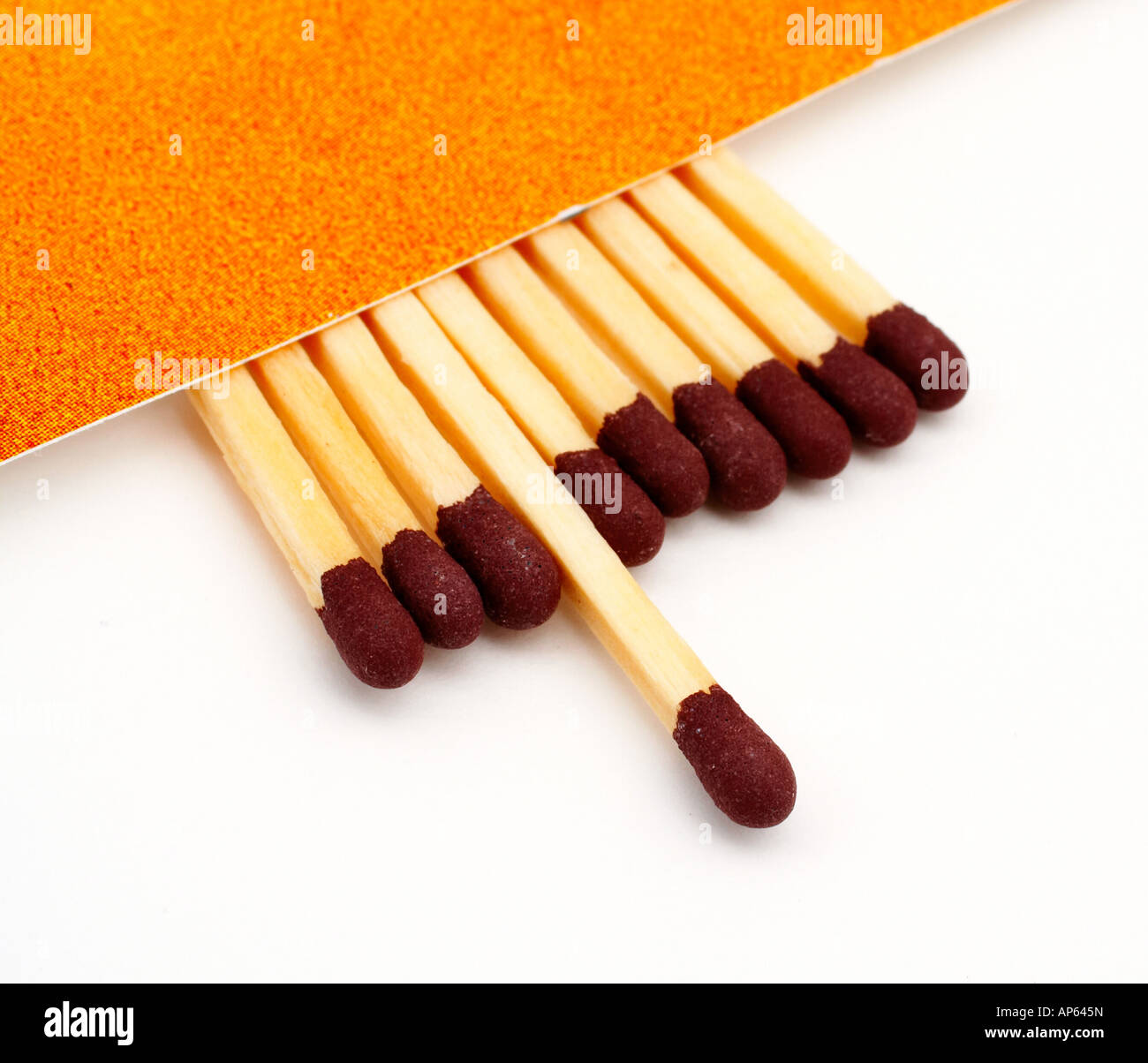One match stick spent among match sticks Macro Stock Photo - Alamy