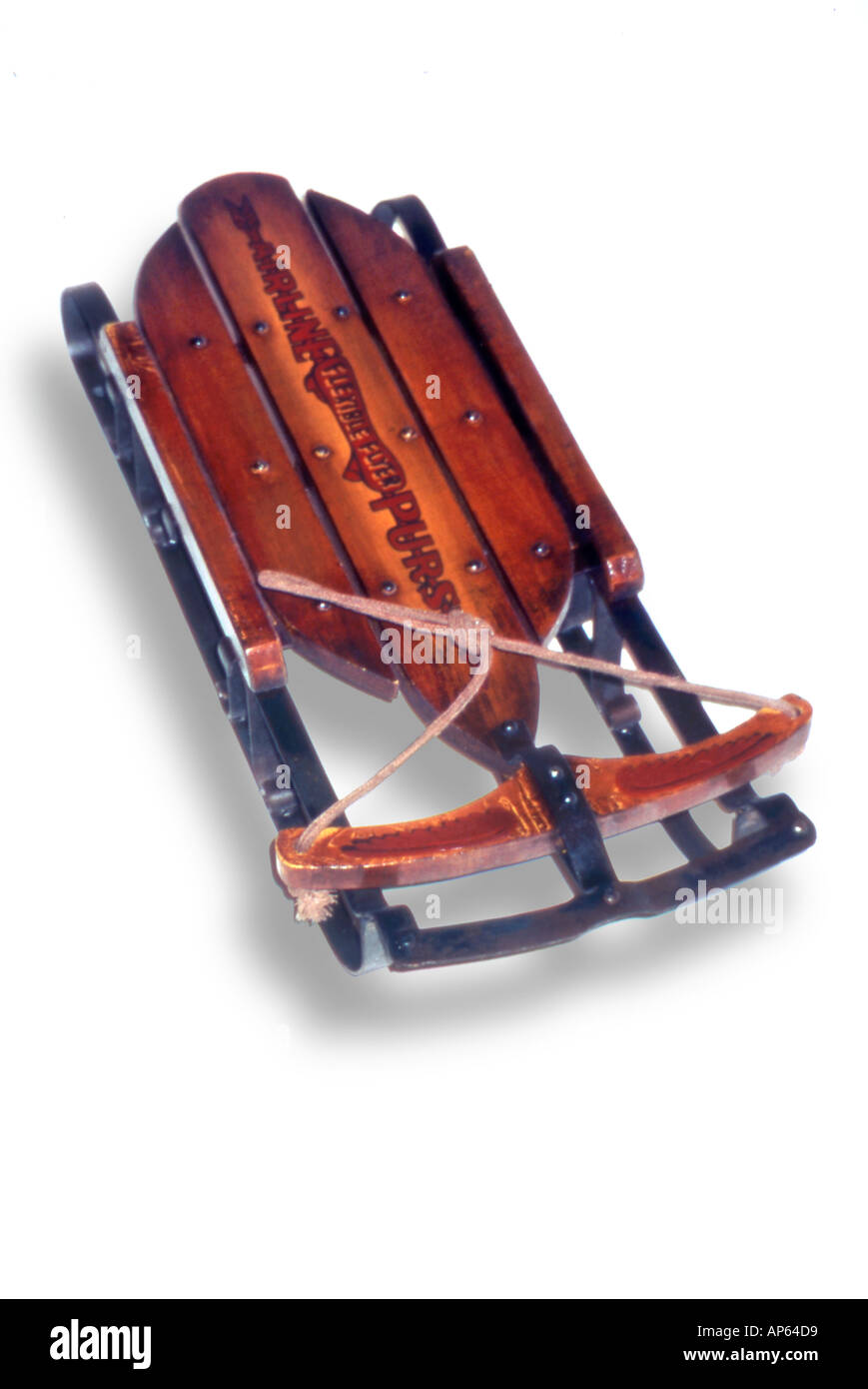 Old fashioned wooden sled Stock Photo - Alamy
