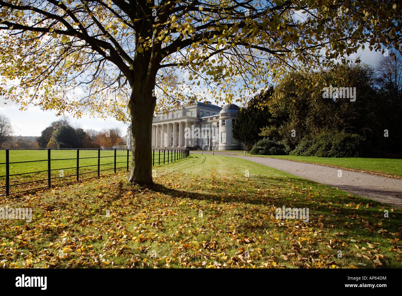 Autumn Colour lines sweeping driveway Shugborough Mansion House Tarmac ...