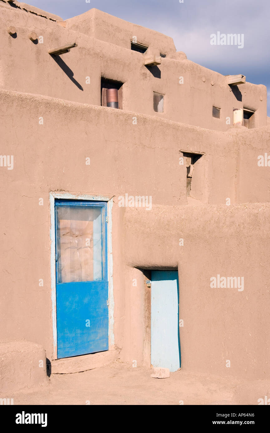 USA, New Mexico, Taos Pueblo, Adobe buildings in Native American ...