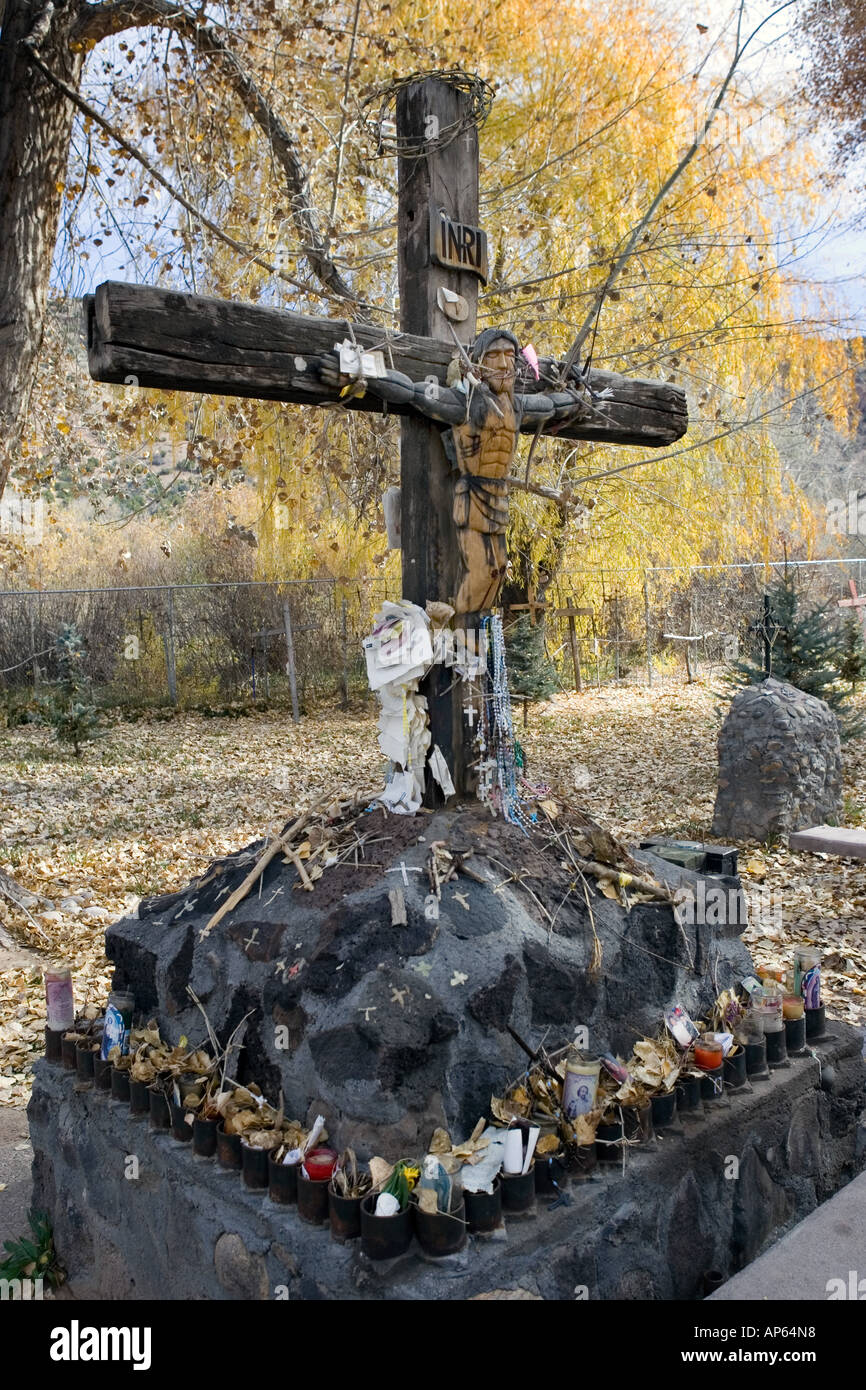USA, New Mexico, Shrine outside El Santuario de Chimayo, built 1814 ...