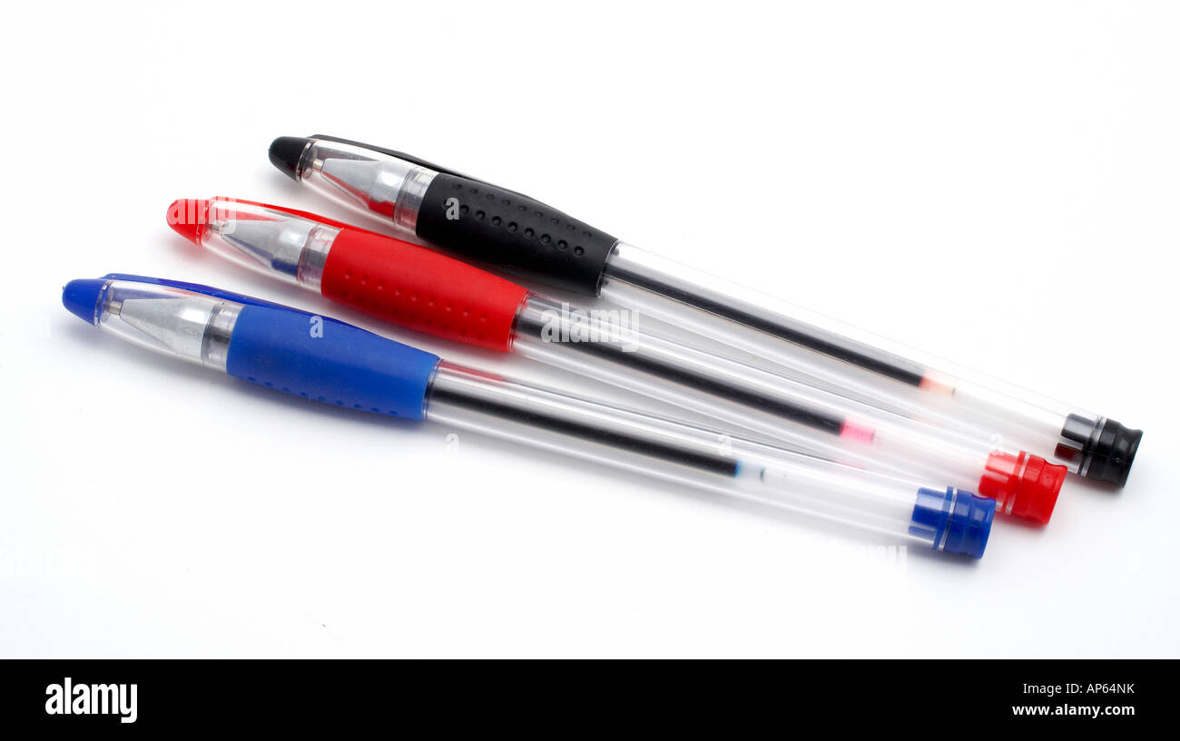 Three ballpoints isolated on white background Stock Photo - Alamy