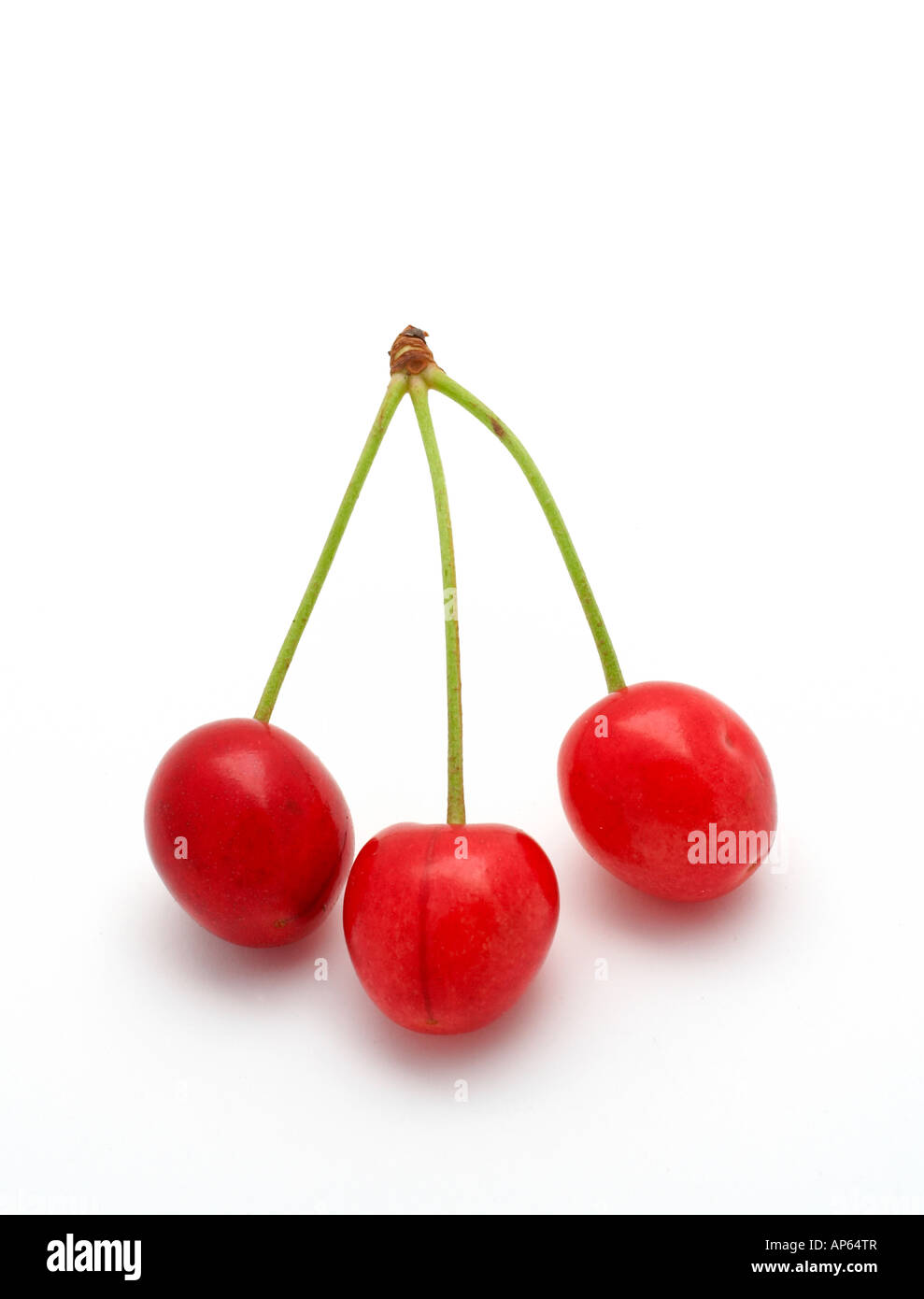 Three cherries isolated on white background Stock Photo - Alamy