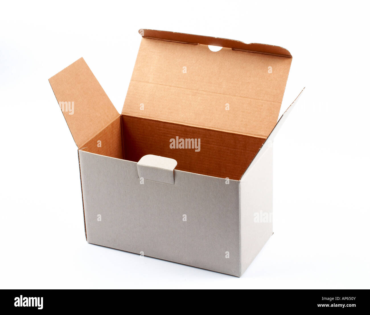 An open cardboard box isolated on white background Stock Photo - Alamy