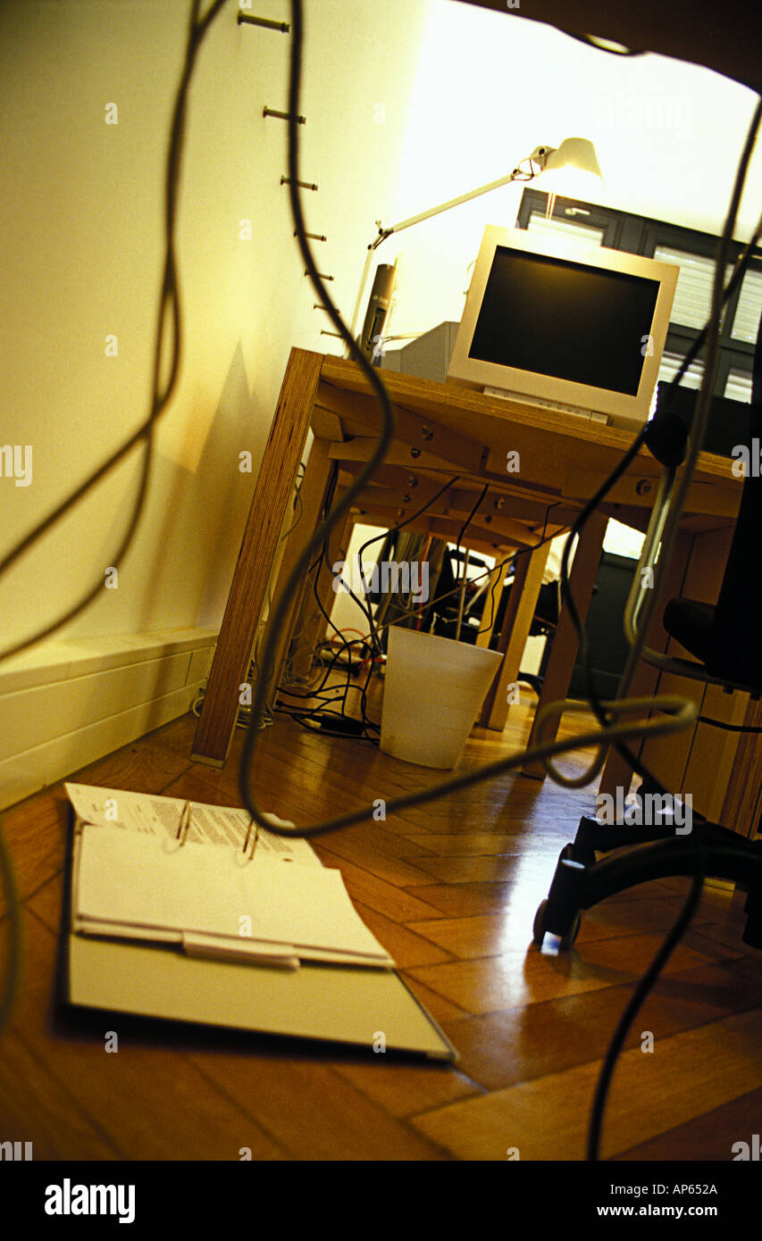 View under tables in modern office Stock Photo - Alamy