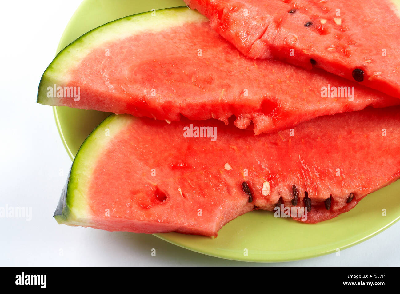 Ripe watermelon slices sliced Cut Out Stock Images & Pictures - Alamy