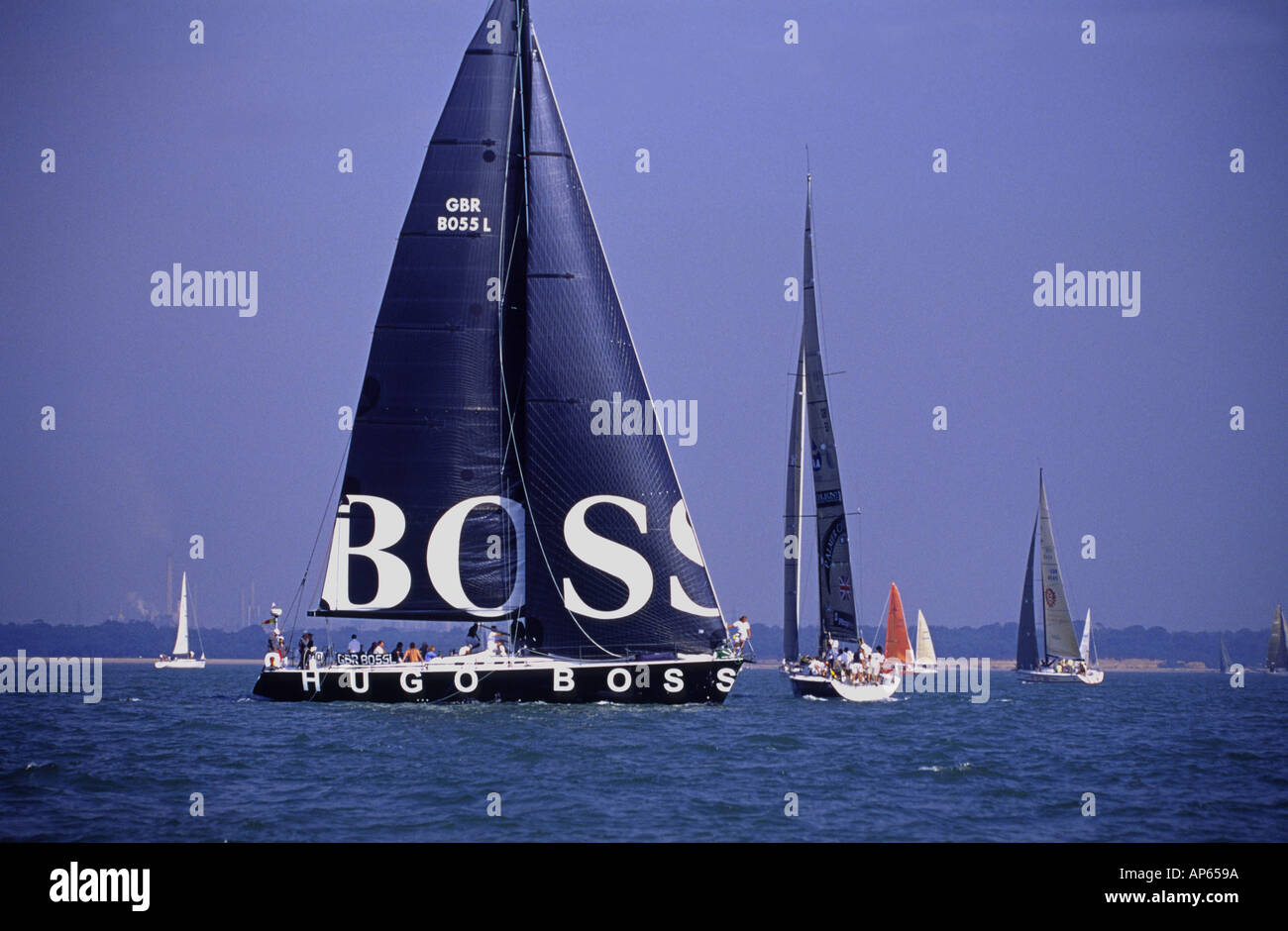 Farr 65 design class 0 Racing Yacht Hugo Boss racing during Cowes Week ...