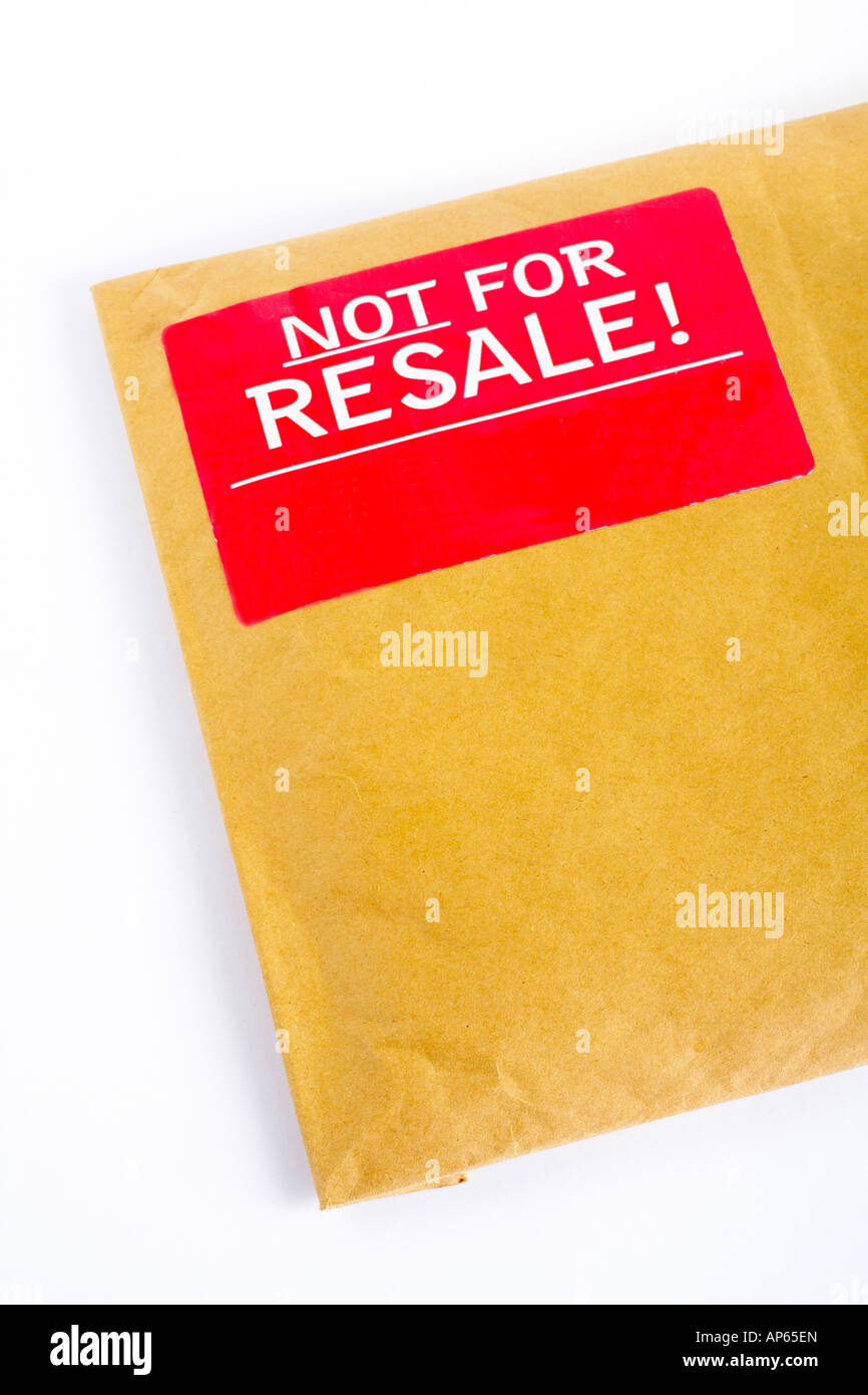 Detail of Envelope with red sticker Not for resale isolated on white ...