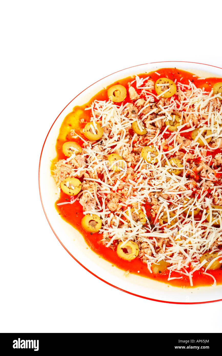 Detail of Italian pizza Isolated on white background Stock Photo - Alamy