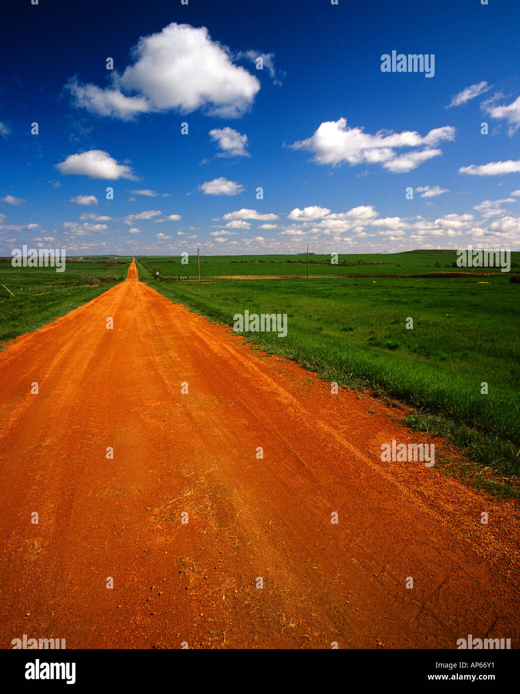 Red scoria road in the Little Missouri National Grasslands in North ...