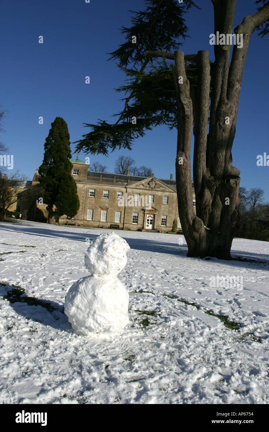 The mansion house and surrounding park of Lydiard Tregoze in the snow ...