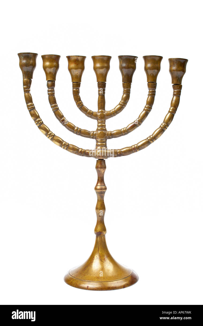 A Hanukkah Menorah isolated on white background Stock Photo - Alamy