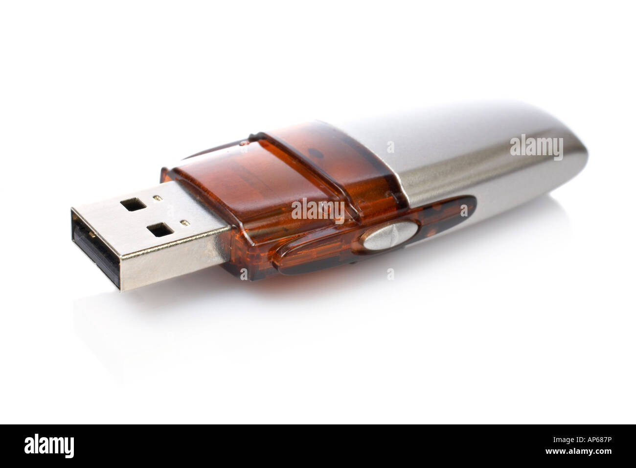 Portable flash usb pen drive memory with shadow reflected on white ...