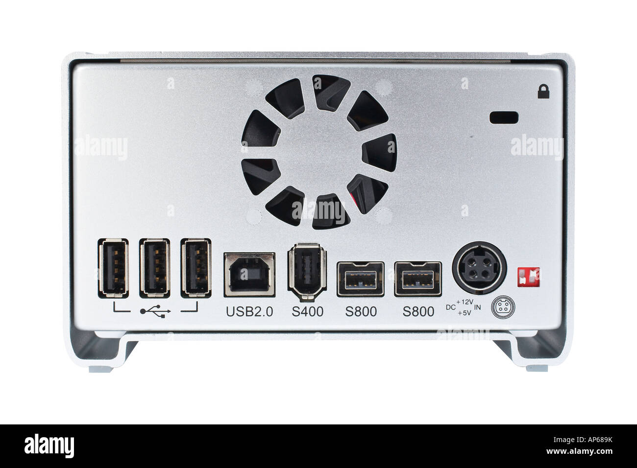 External hard drive isolated on white background Rear view Stock Photo ...