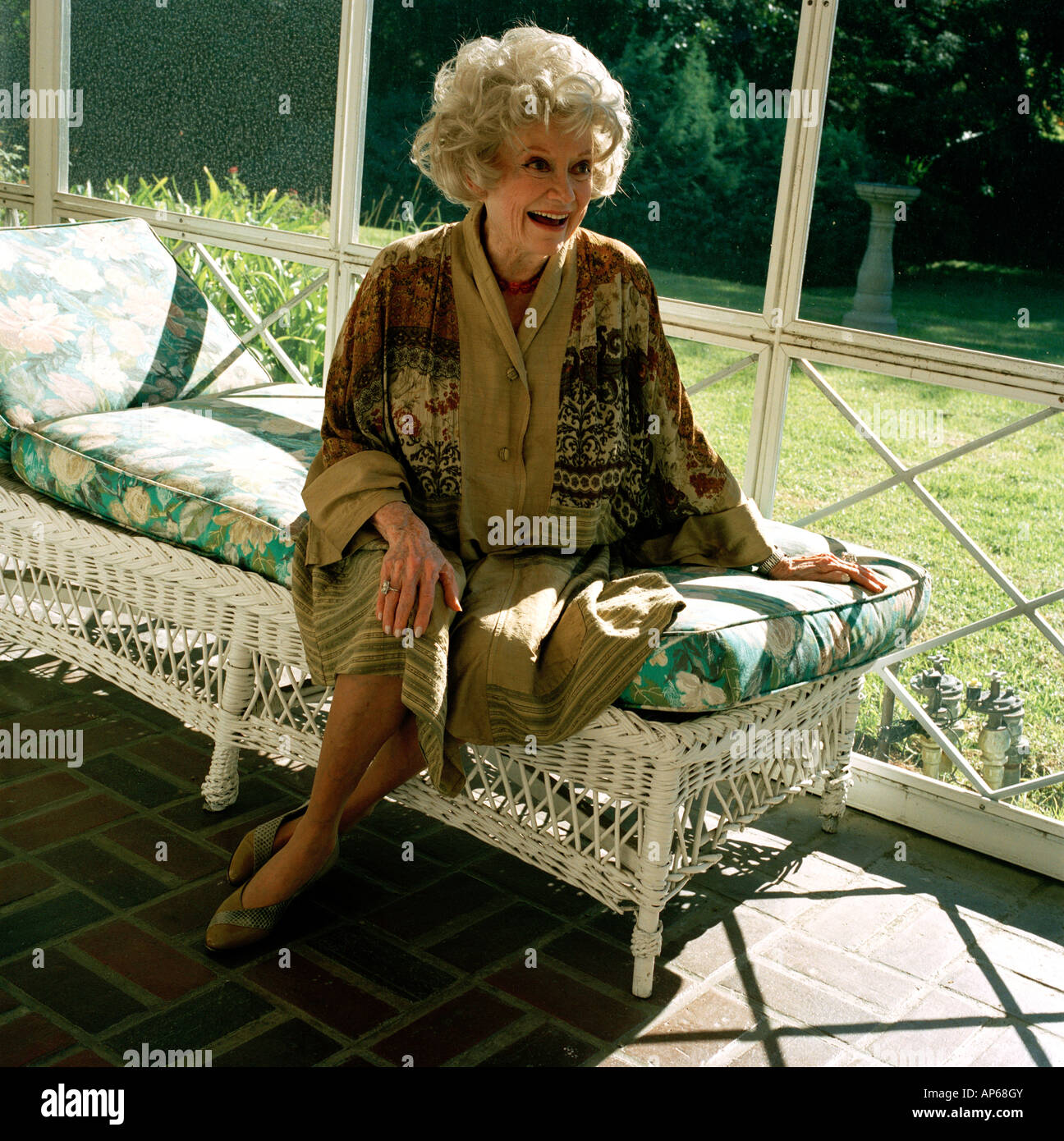 American stand up comedian and actress Phyllis Diller at her home in ...