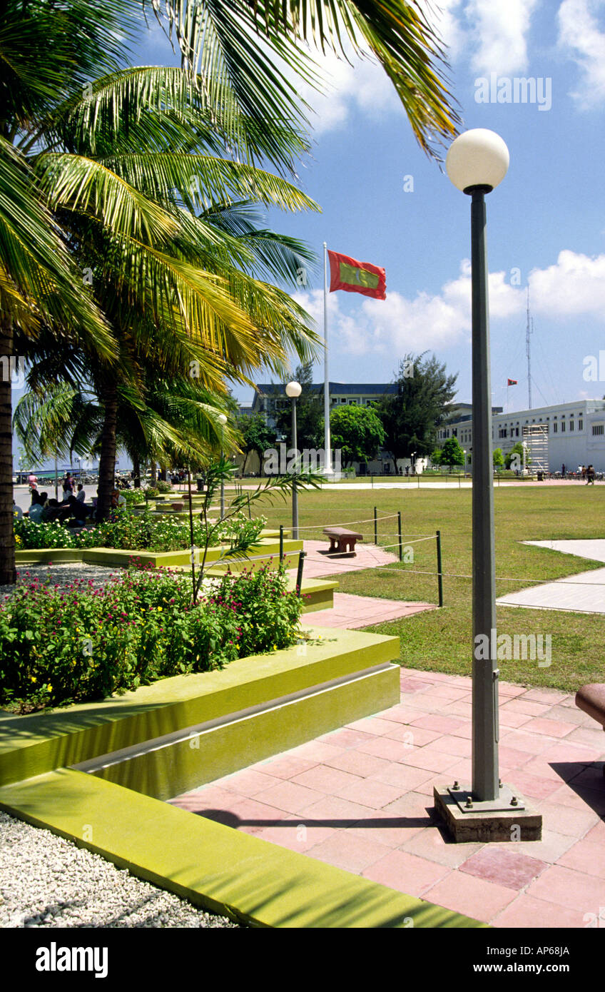 Maldives Male Maldivian national flag flying in main square Stock Photo ...