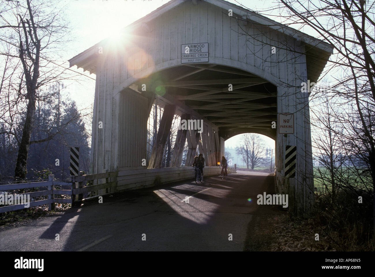 The historic Larwood bridge, one of the last usable wood covered ...