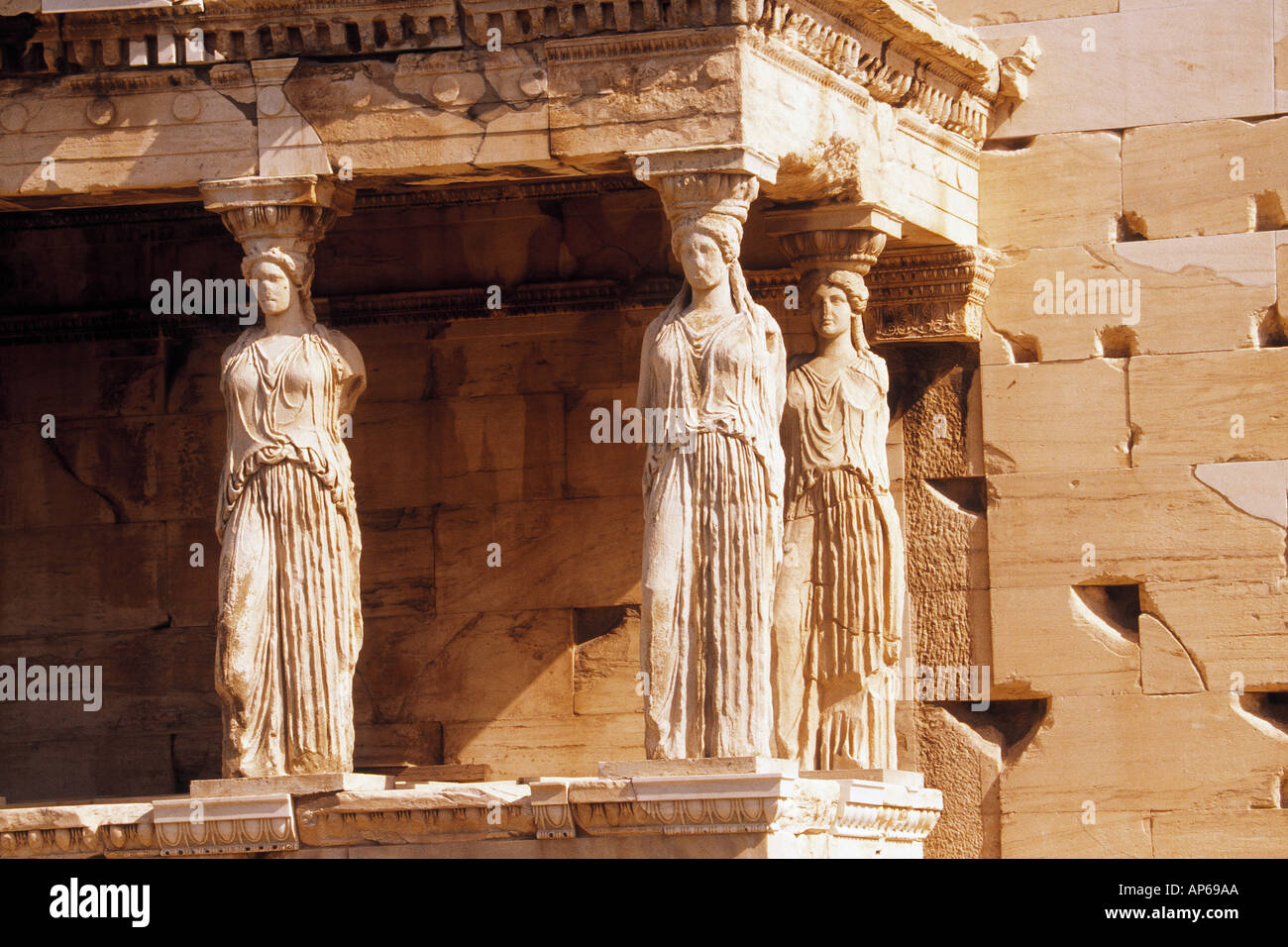 Caryatids Erechteion Temple in the Acropolis of Athens Greece Stock ...