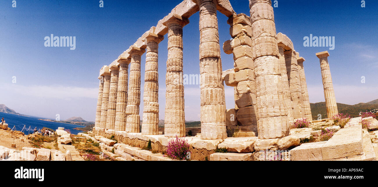 temple of poseidon in sunion attica Greece Stock Photo - Alamy