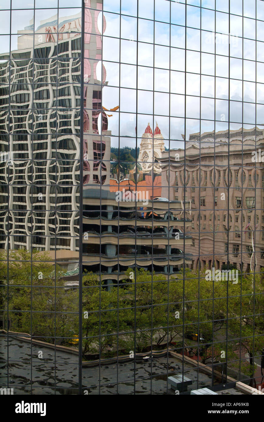 USA, Oregon, Portland, Downtown reflections in high rise windows Stock ...