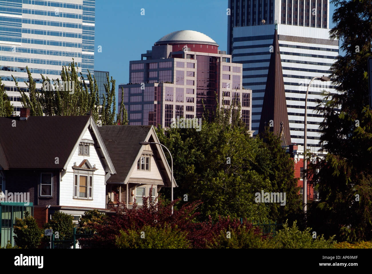 A view of some Portland buildings, on the west side of the Willamette ...