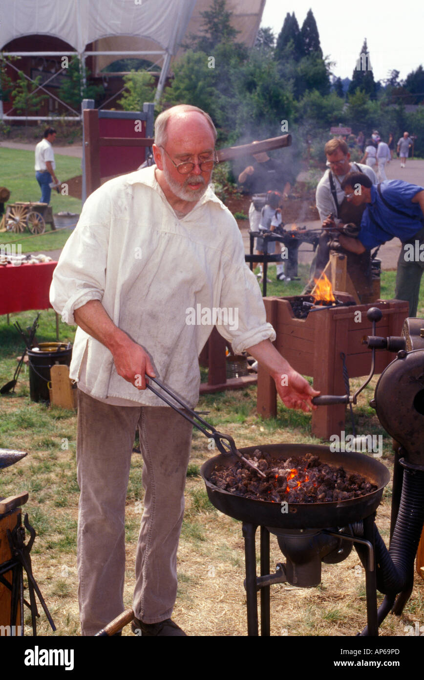 USA, Oregon, Oregon City, Oregon Trail Interpretive Center, Blacksmith ...