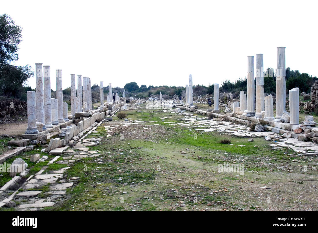 Restoration of the ancient Roman settlement in the city of Side Stock ...