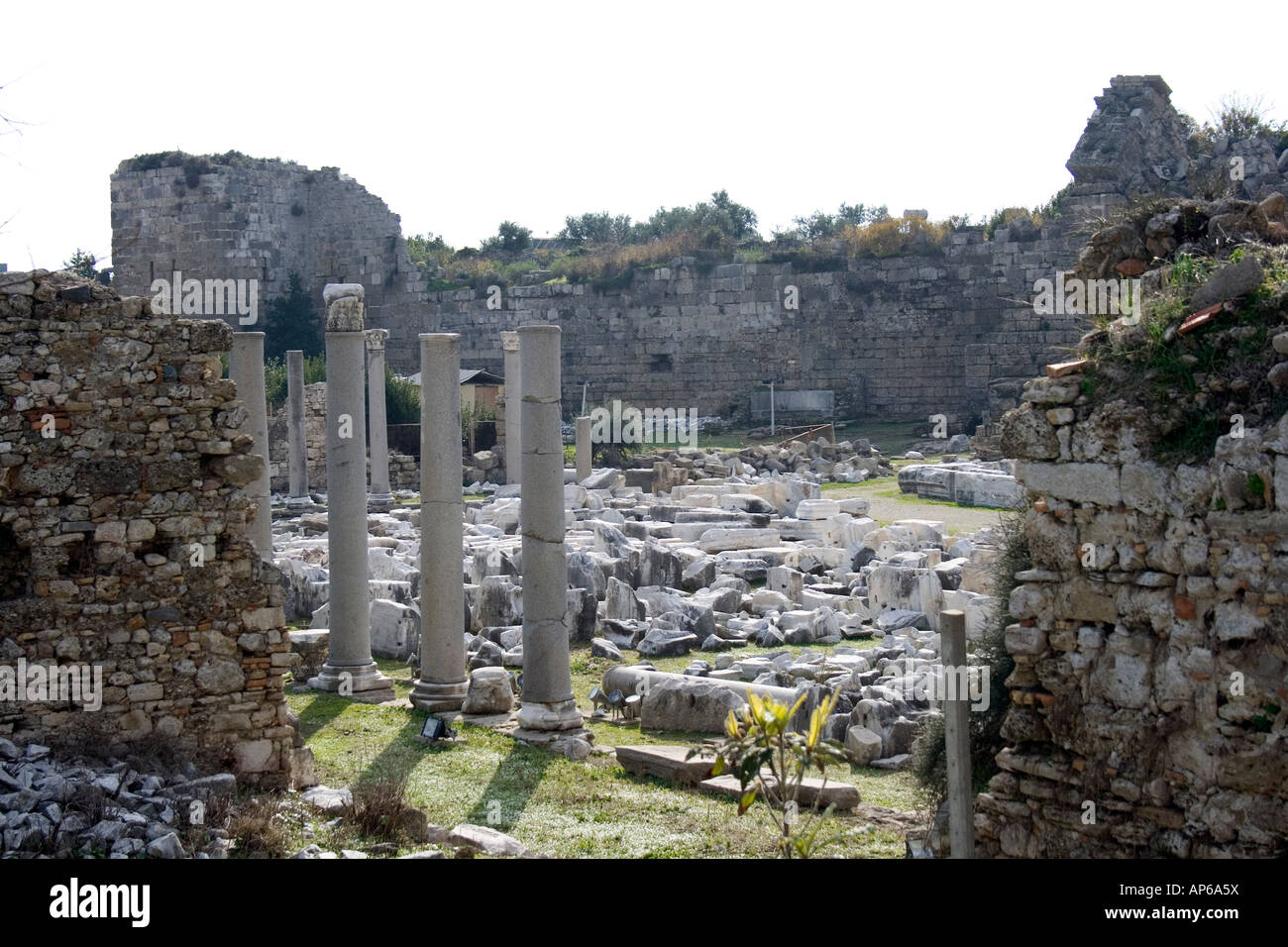 Restoration of the ancient Roman settlement in the city of Side Stock ...