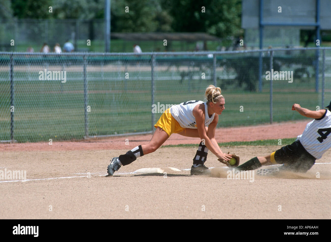 Tagging player out at second base High school girls competitive summer ...