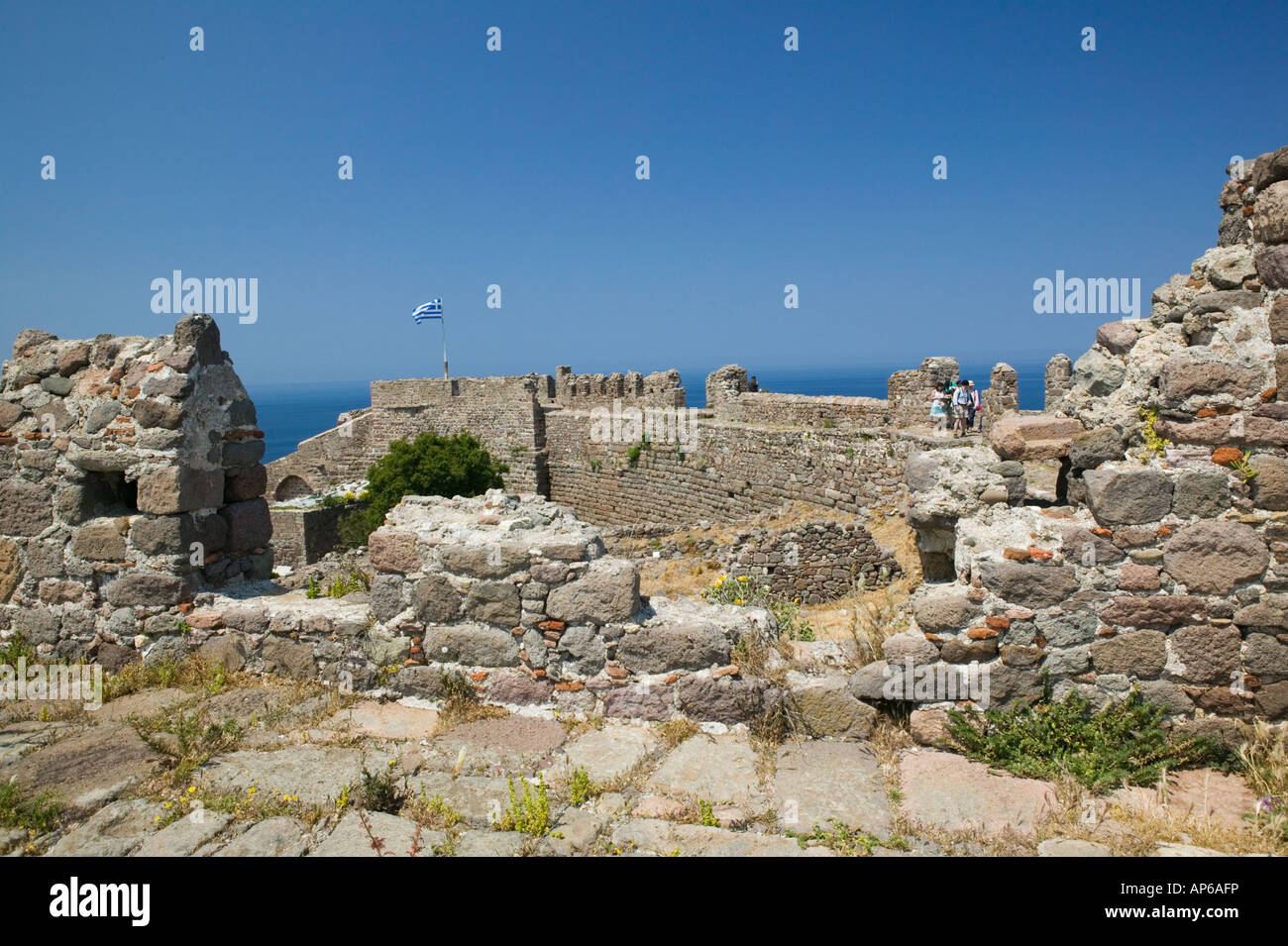 GREECE, Northeastern Aegean Islands, LESVOS , Mithymna . Castlle Walls ...