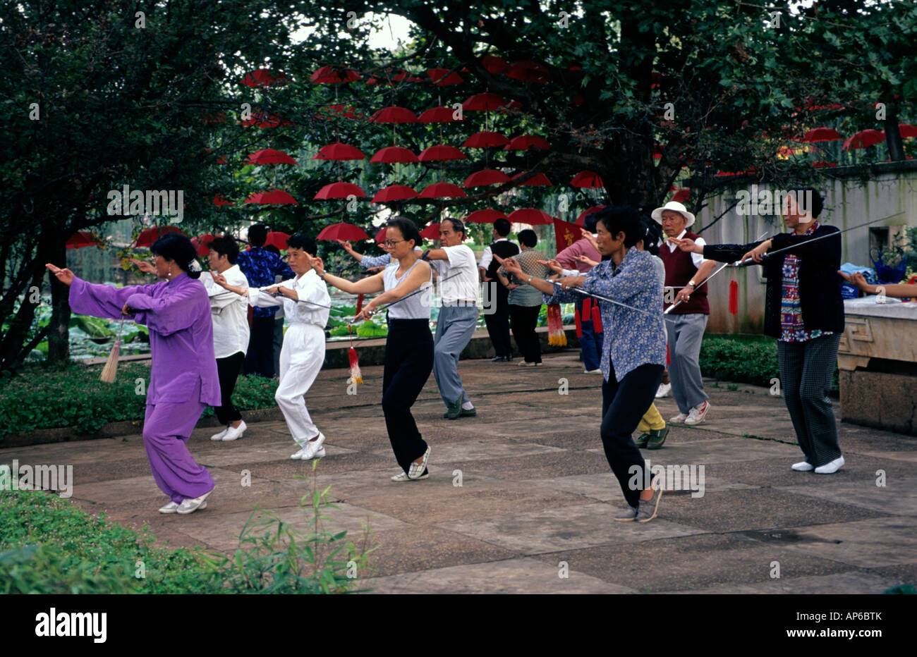 Tai chi shadow boxing Kunming China Stock Photo - Alamy
