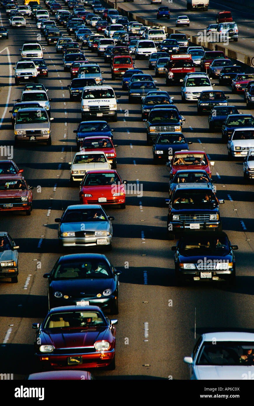 Vertical image of rush hour traffic on the 405 Freeway in Los Angeles ... Vertical image of rush hour traffic on the 405 Freeway in Los Angeles ...