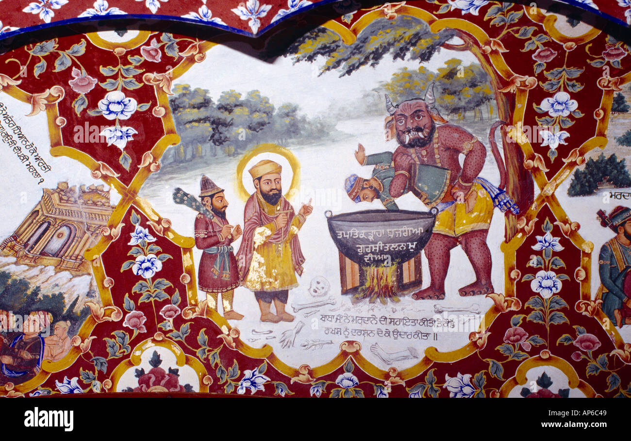 Amritsar India Fresco Guru Nanak Saves Mardana Devil And Cookpot Stock Photo - Alamy
