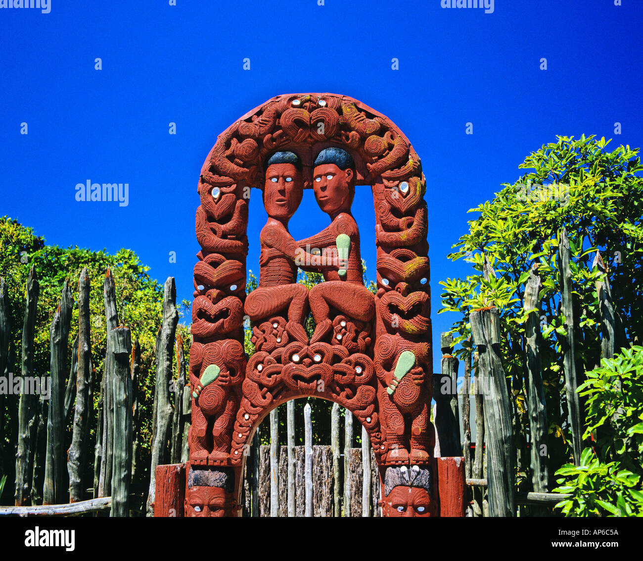 Entrance of Maori Village Whakarewarewa thermal reserve Rotorua hot ...