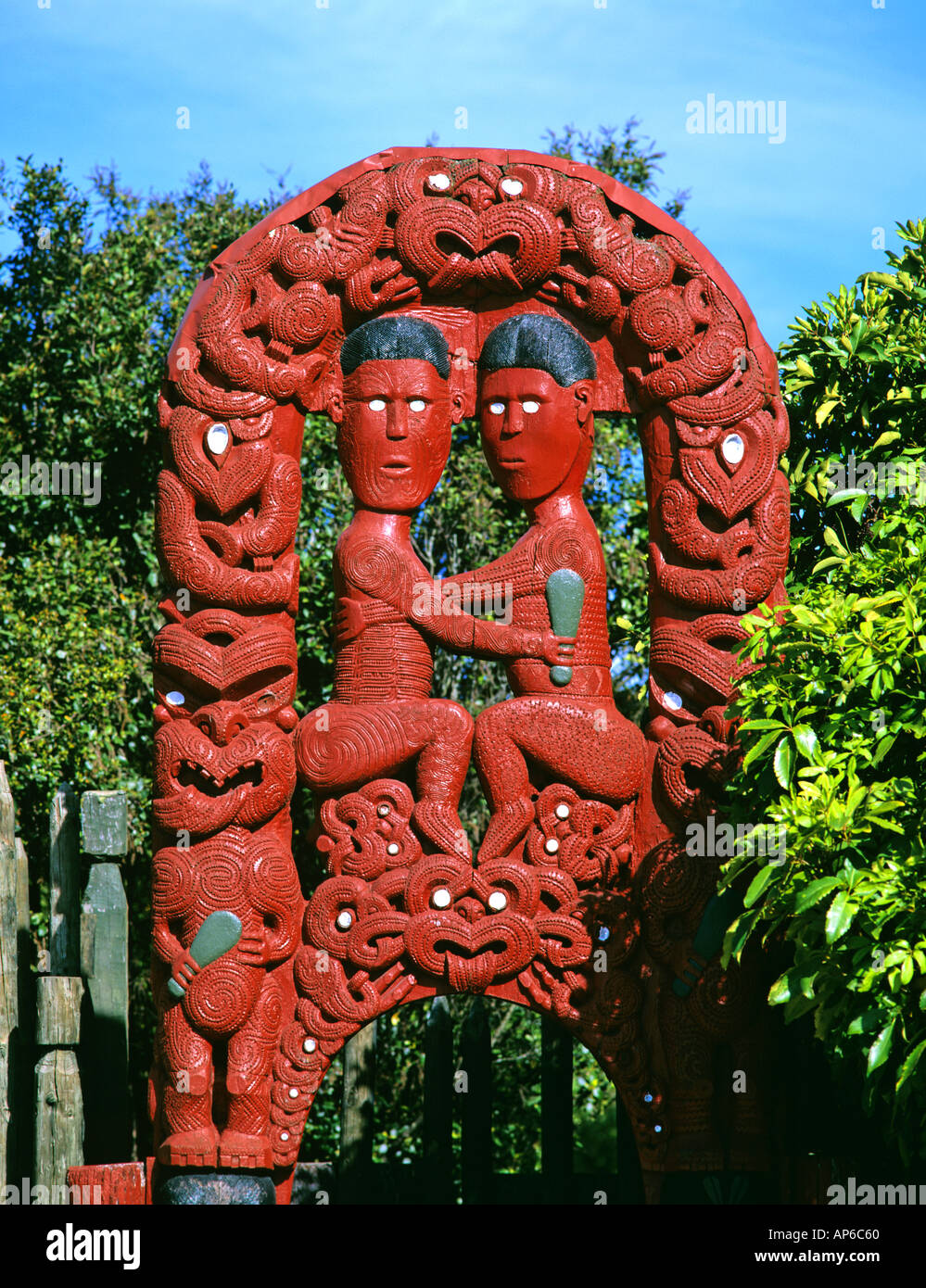 Entrance of Maori Village Whakarewarewa thermal reserve Rotorua hot ...