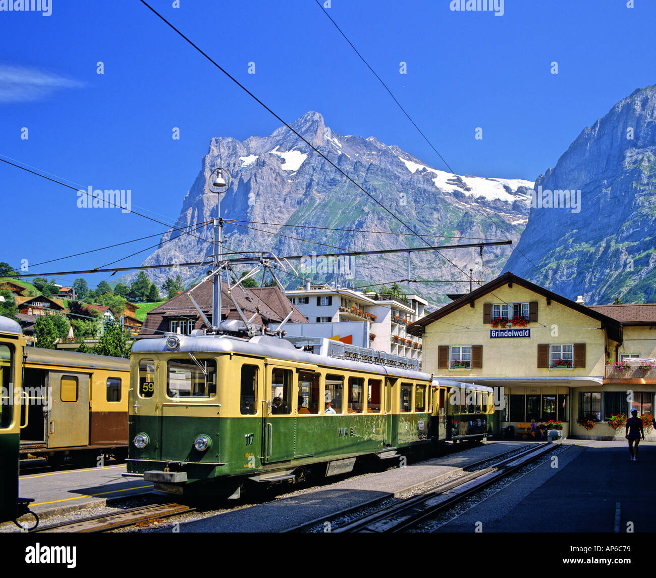 Grindelwald railway station Europa Alps Switzerland Stock Photo - Alamy