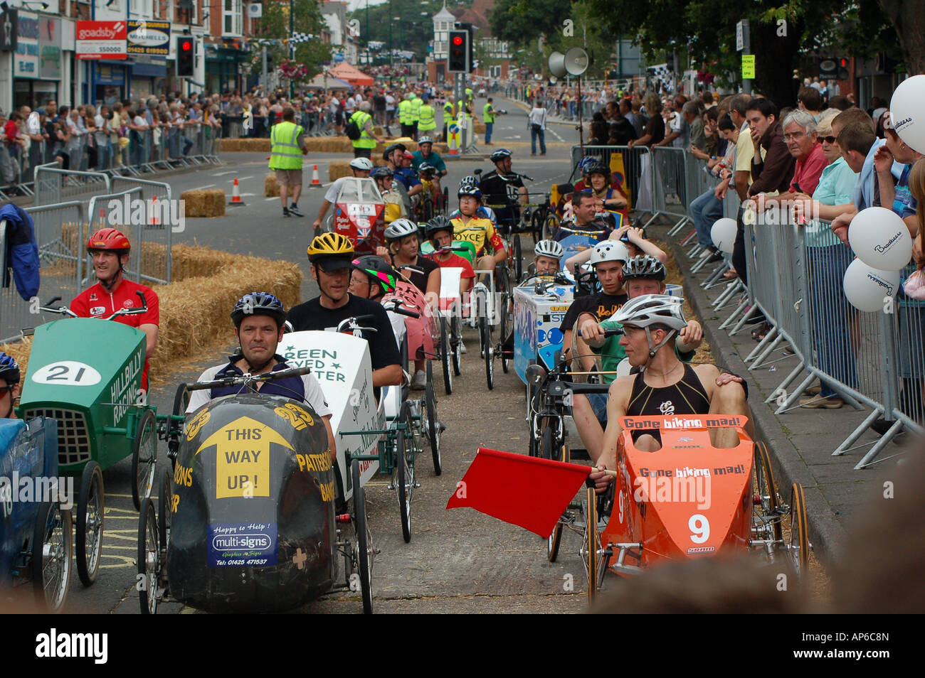 Pedal Car Race Line up at finish in New Milton Hampshire in England ...
