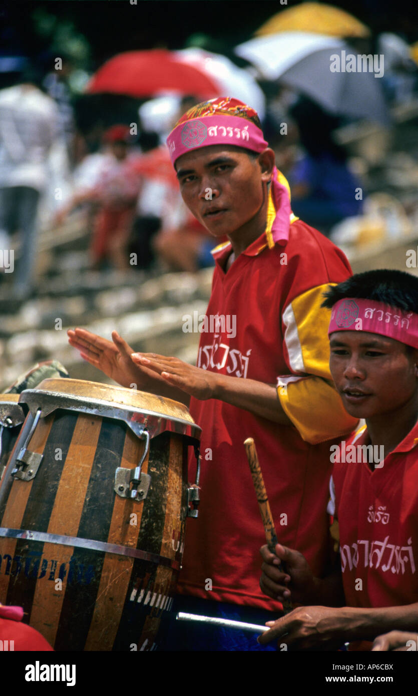 Drummers at Nan dragon boat races,Thailand Stock Photo - Alamy