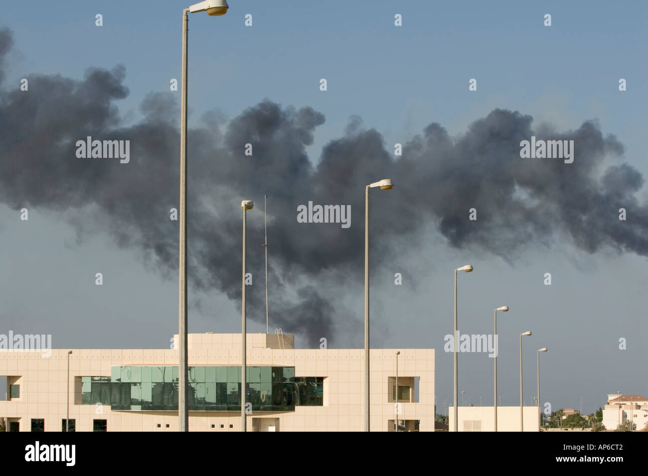 Smoke from the water distillation plant in Jeddah, Saudi Arabia Stock ...