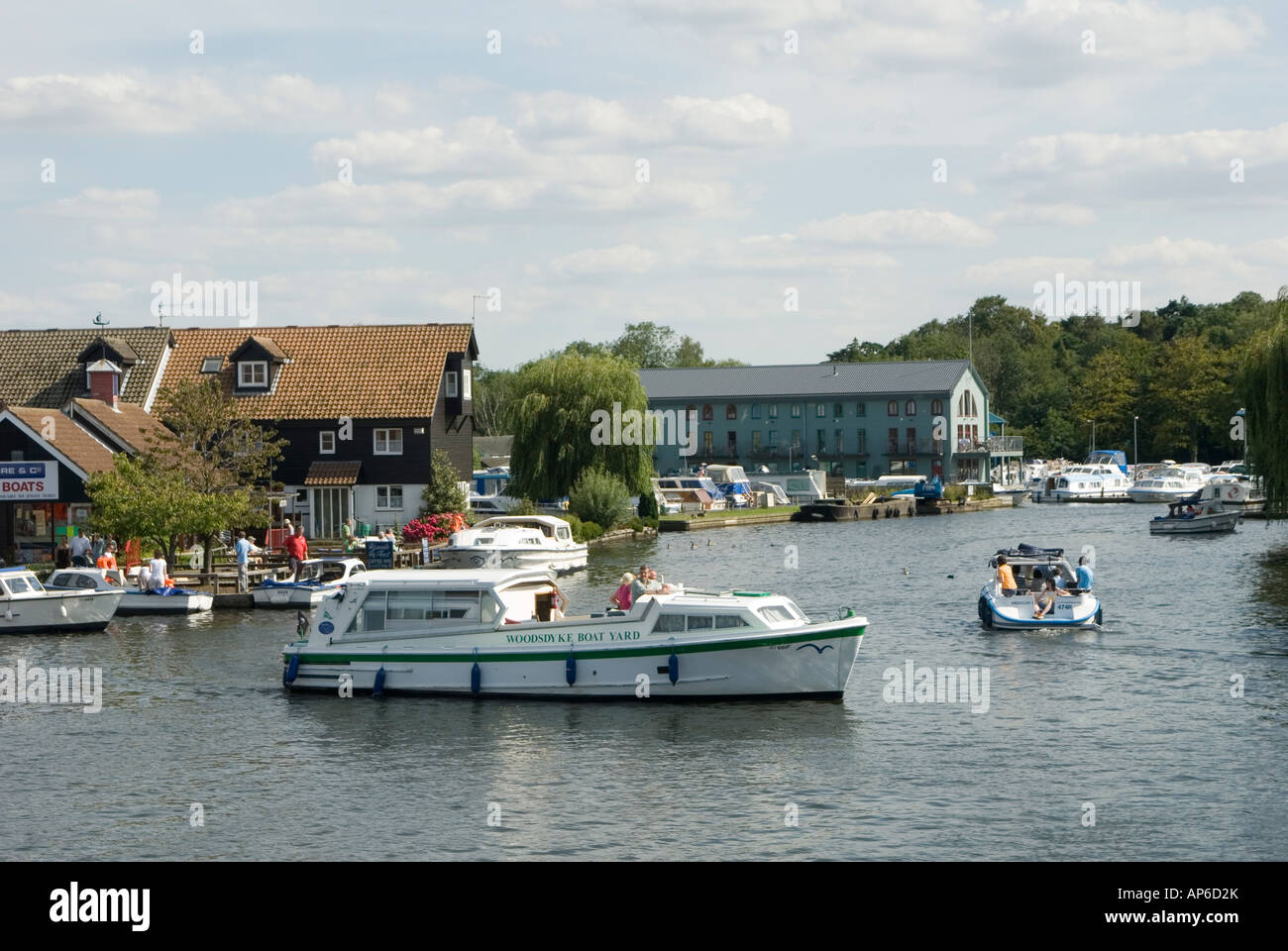 The view of the River Bure from Wroxham Bridge, Norfolk, England Stock ...