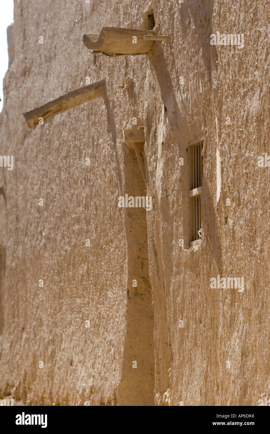 mud brick dwelling abandoned city Old Diriyah, KSA. Cup on window ledge ...