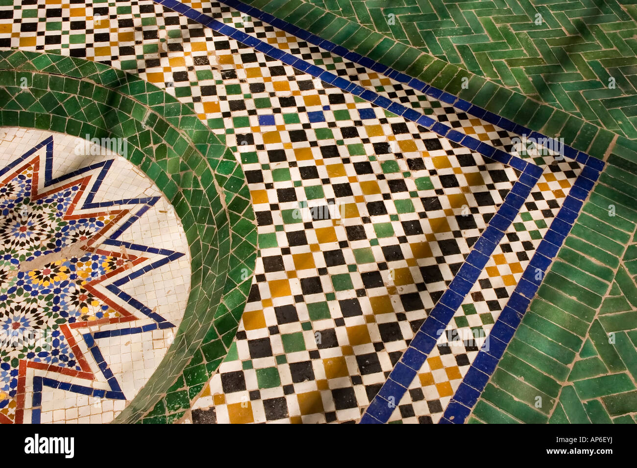 Beautiful and colorful zellij inside the Musée de Marrakech national ...