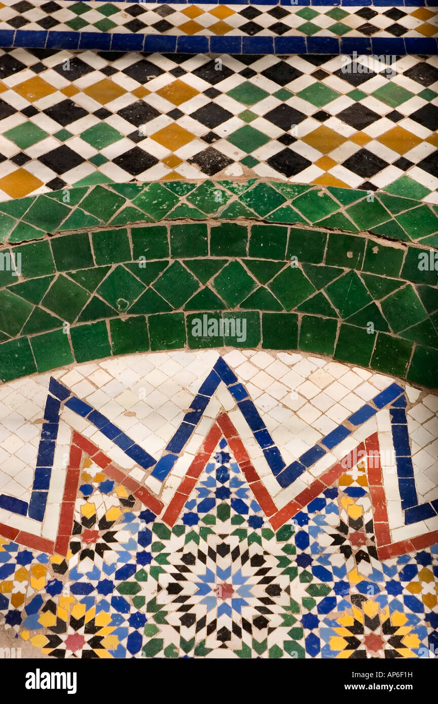 Beautiful and colorful zellij inside the Musée de Marrakech national ...