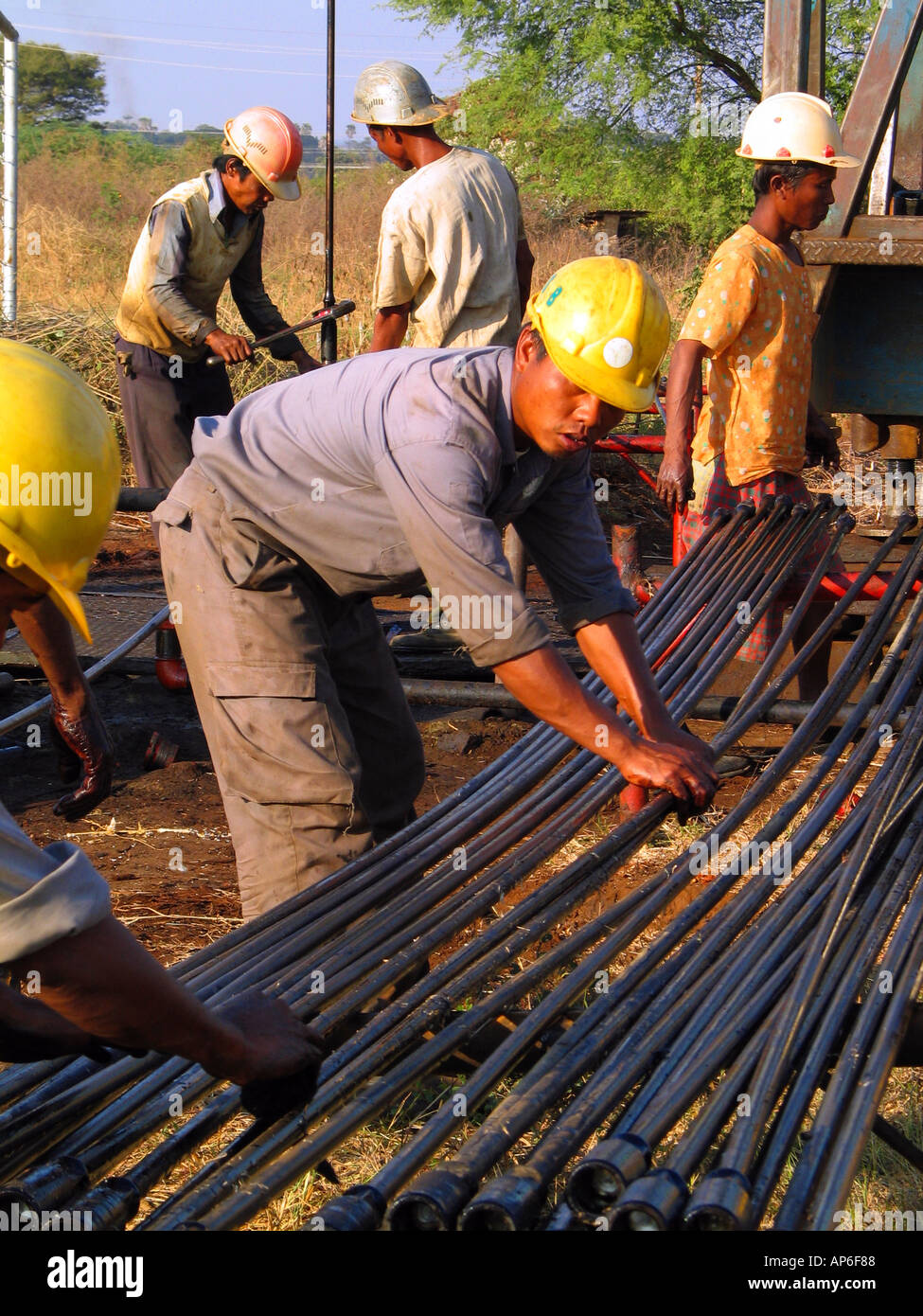 Oil Workers Myanmar Stock Photo - Alamy