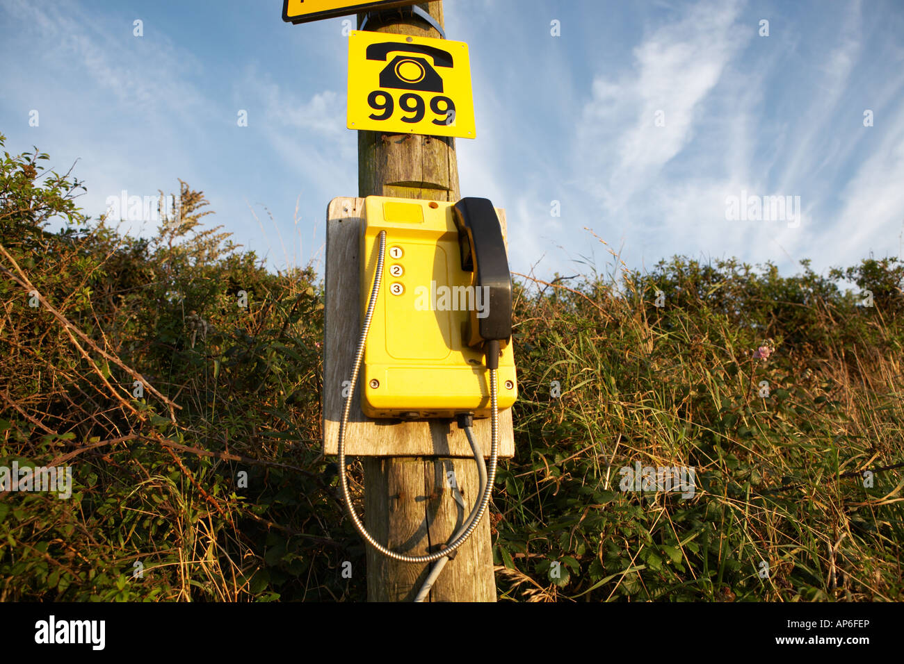 A bright yellow emergency phone Stock Photo - Alamy