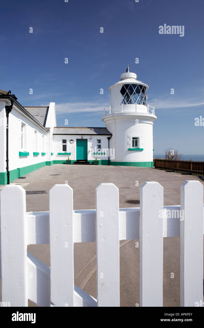 Entrance gate to Anvil Point lighthouse at Durlston Head Country Park ...