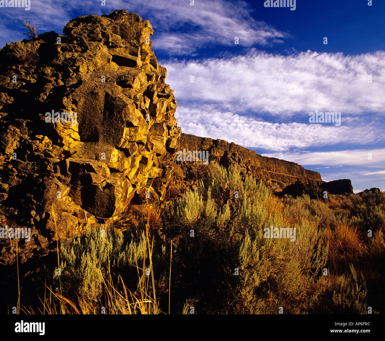 Basalt Cliffs at the Dry Falls site near Coulee City Washington Stock ...